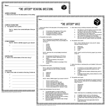 5 Focused Lessons for The Lottery Story by Shirley Jackson - The ...